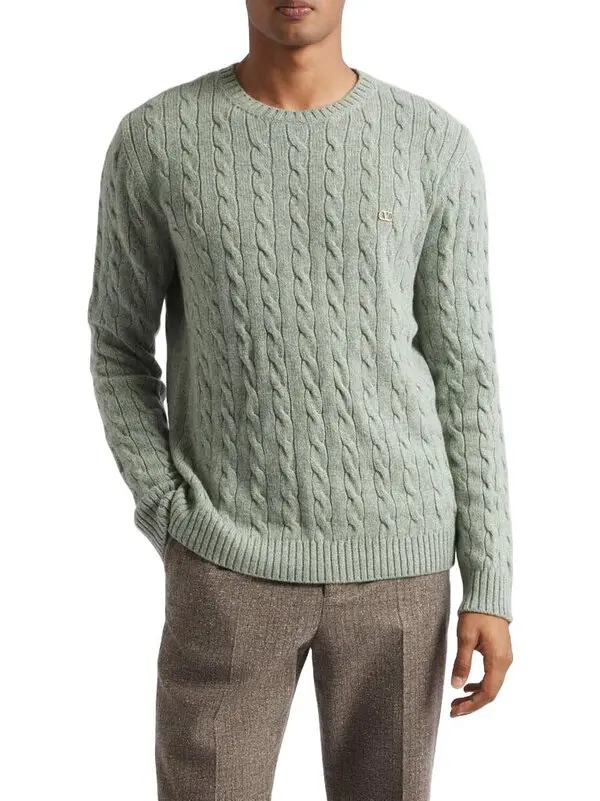 Valentino Garavani Vlogo Signature Cabled Virgin Wool Crewneck Sweater - Stone
