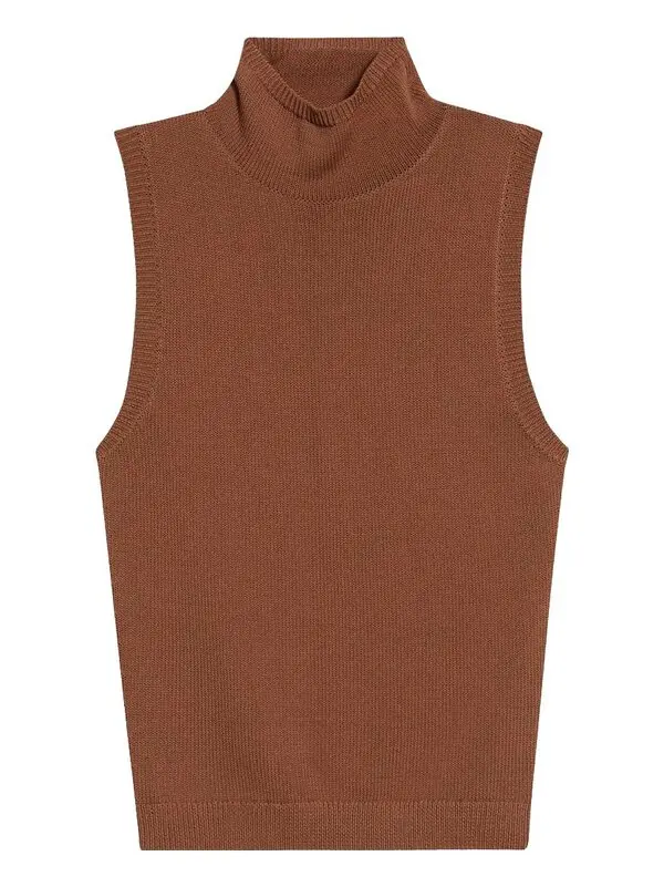 Staud Montclair Turtleneck Sweater Vest - Cigar