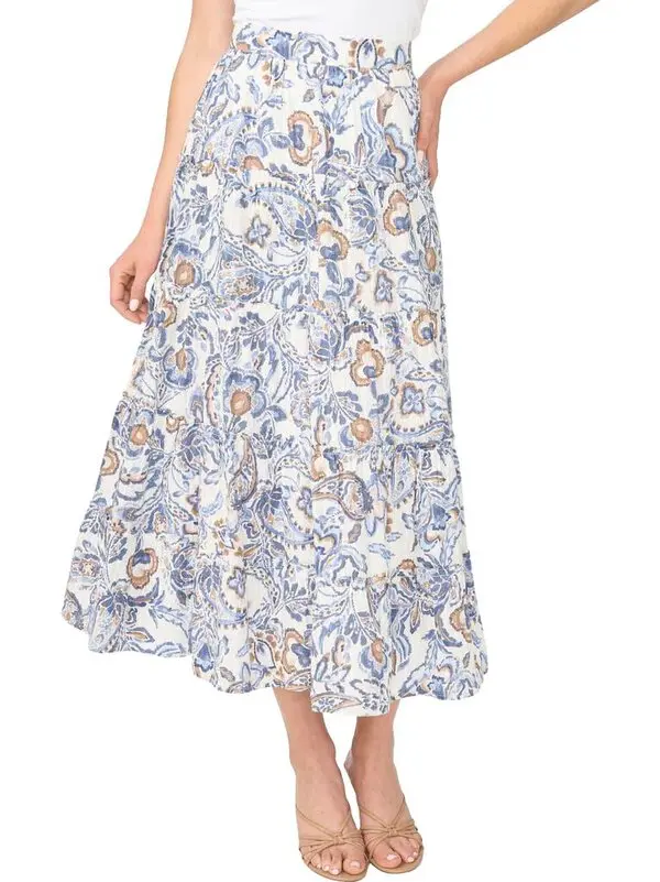 Halogen Printed Tiered Midi Skirt - Wild Wind