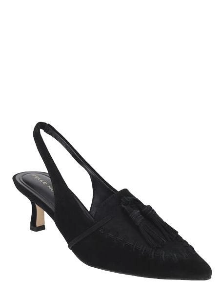 Pelle Moda Kesia Slingback Kitten Heel Pump With Tassels - Black