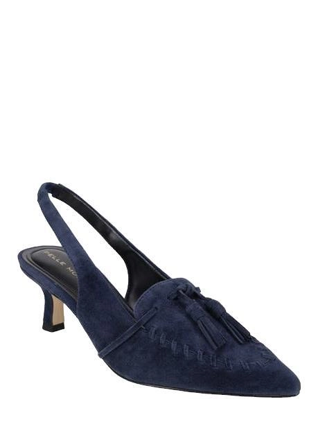 Pelle Moda Kesia Slingback Kitten Heel Pump With Tassels - Midnight