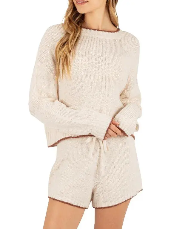 Hurley Textured Linear Bateau Neck Sweater - Cream