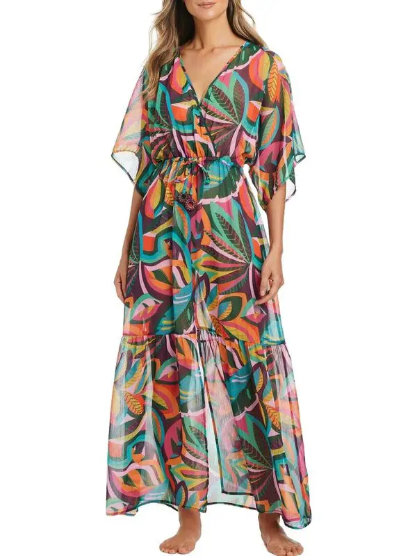 BLEU BY ROD BEATTIE Floral Print Surplice Maxi Cover-up Dress - Multi