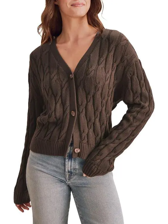Splendid Rubi Cable Knit Cardigan - Java Brown