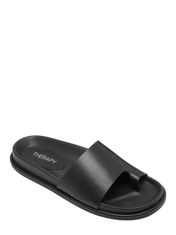 THERAPY AUSTRALIA Myles Open Round Toe Sandal - Black Smooth Pu