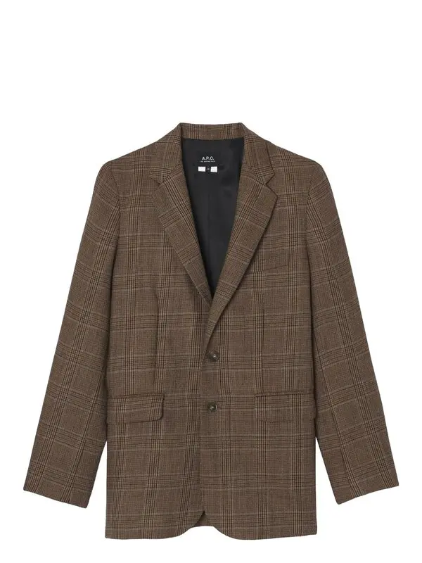 A.p.c. Annie Plaid Wool Blazer - Brown