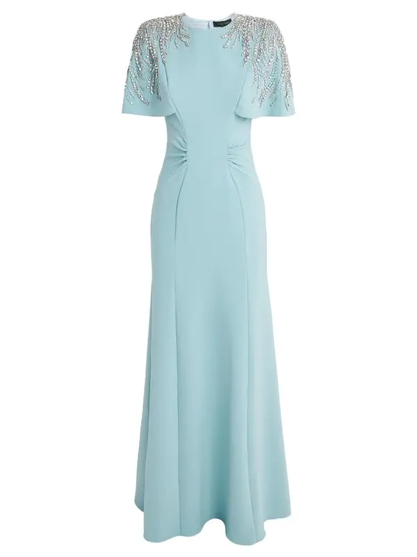 Jenny Packham Embellished Petal Gown - Blue