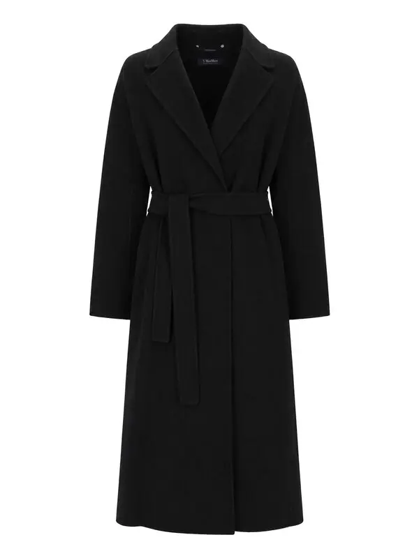 Max Mara Draped Wool Midi Coat - Black