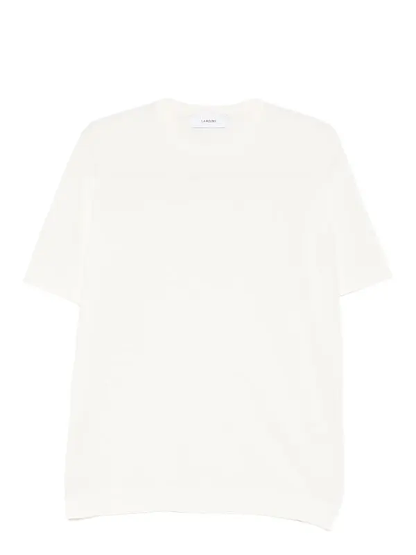 LARDINI Cotton Crew Neck T-shirt With Ribbed Cuffs And Hem - Bianco