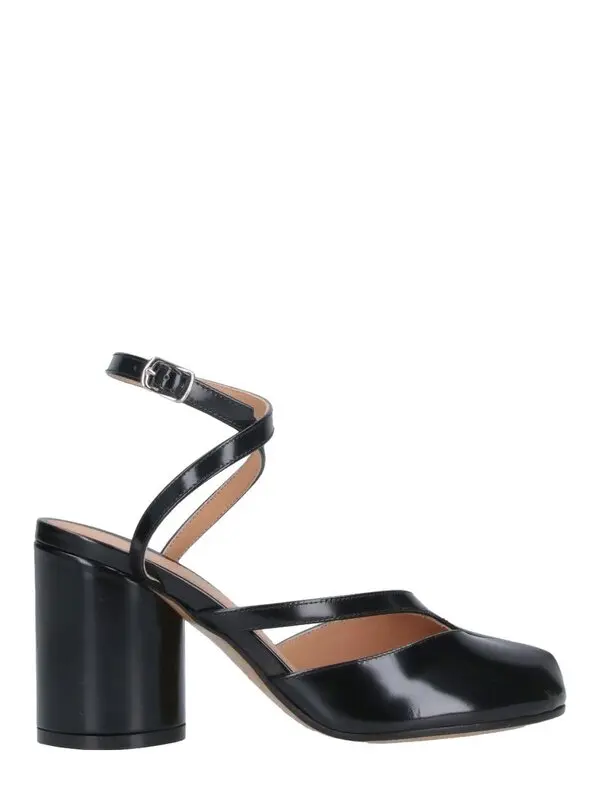MAISON MARGIELA Leather Heeled Shoes With Sheepskin Lining - Black