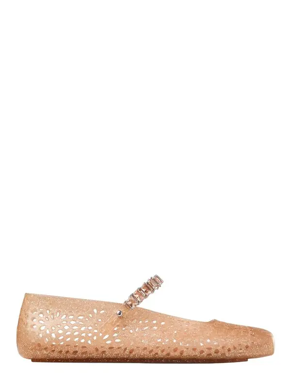 JIMMY CHOO Crystal Embellished Jelly Flats - Beige