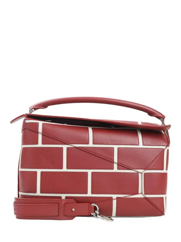Loewe Large Puzzle Edge Bag In Grained Calfskin - Red