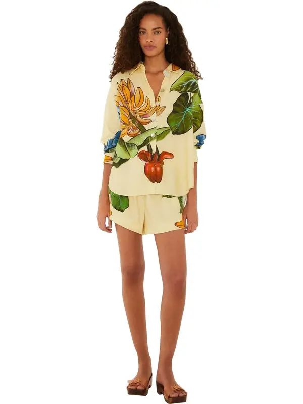 Farm Rio Printed Linen-blend Shorts - Giallo