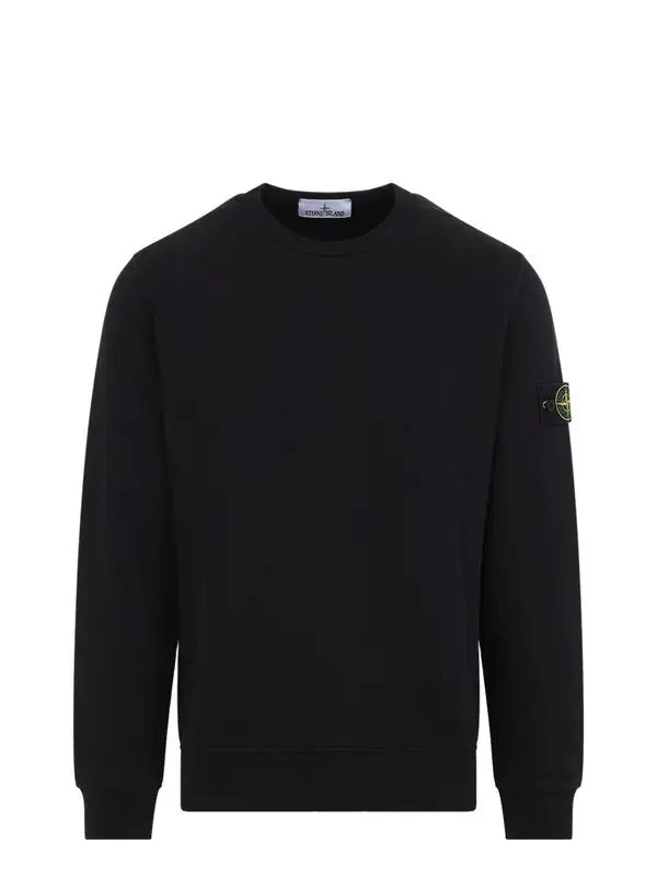 Stone Island Cotton Crewneck Sweatshirt With Logo Detail - Black