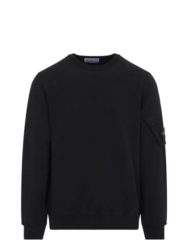 Stone Island Cotton Crewneck Sweatshirt With Logo Detail - Black