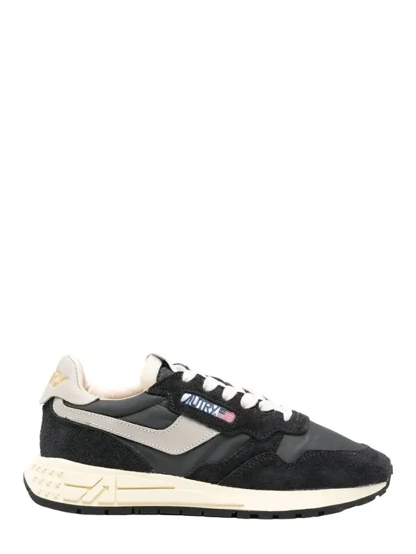 AUTRY Nylon & Suede Insert Lace-up Sneakers With Aged Detail - Nero