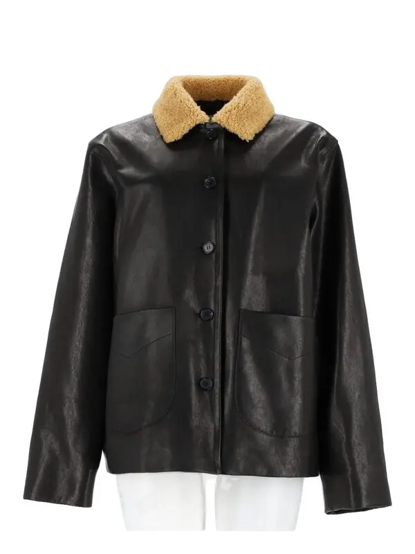 Khaite Cropped Leather Utility Jacket - Black