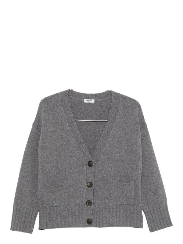 BASE Wool V-neck Cardigan - Grey