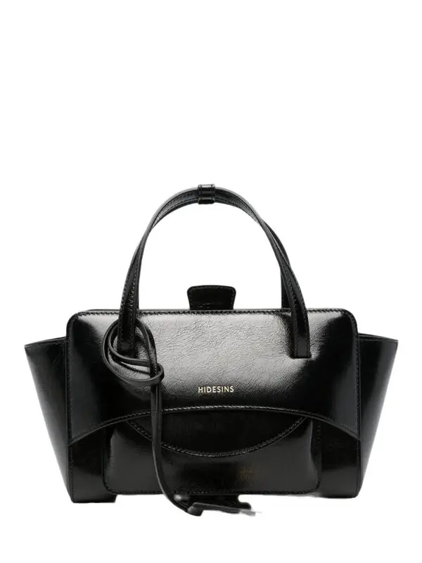 HIDESINS Flap Small Leather Tote - Black