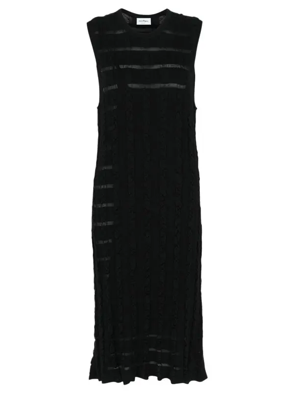 FERRAGAMO Cable Knit Midi Dress - Black