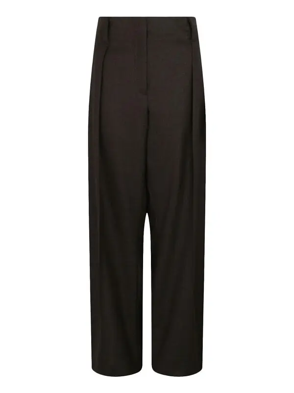 FERRAGAMO High-waisted Wool Pants - Grey
