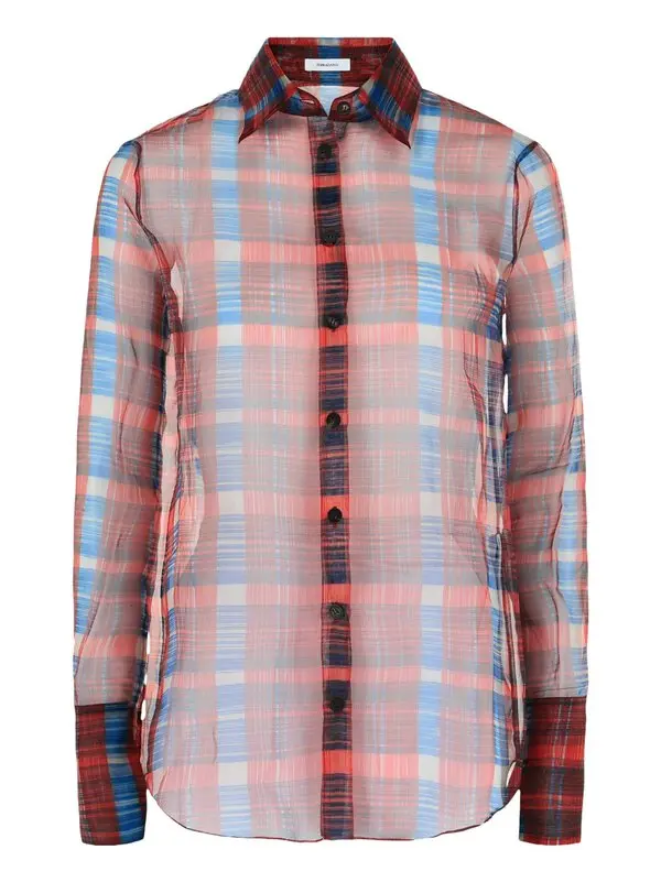 FERRAGAMO August Organza Check Button-front Shirt - Cream