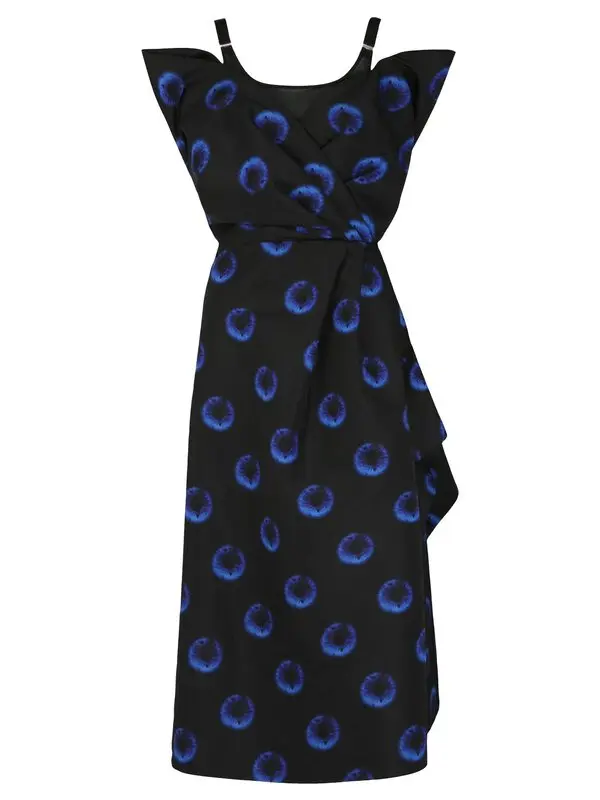 Alexander McQueen Printed Midi Dress - Black