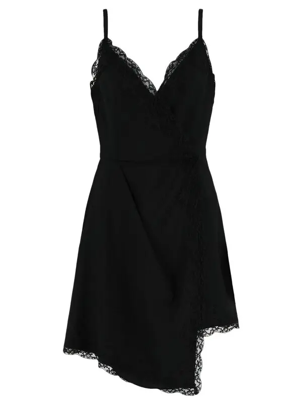 Alexander McQueen Asymmetric Lace-trim Mini Dress - Black