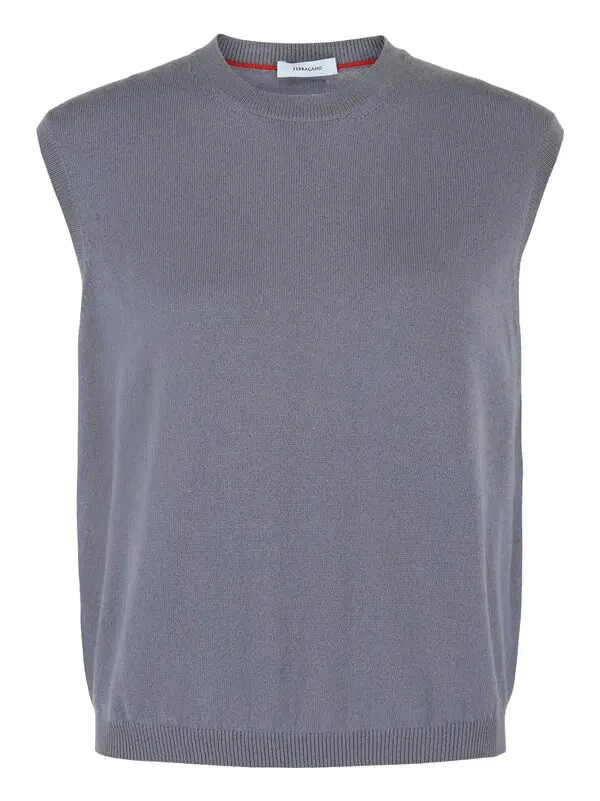 FERRAGAMO Ribbed Cashmere Knit Vest - Grey