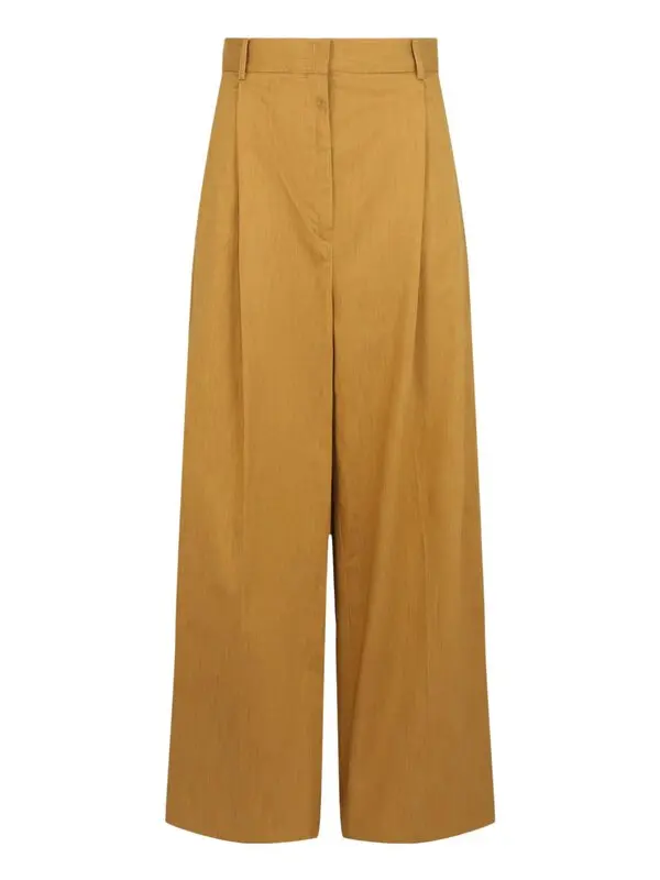 FERRAGAMO Pleated Wide-leg Trousers - Brown