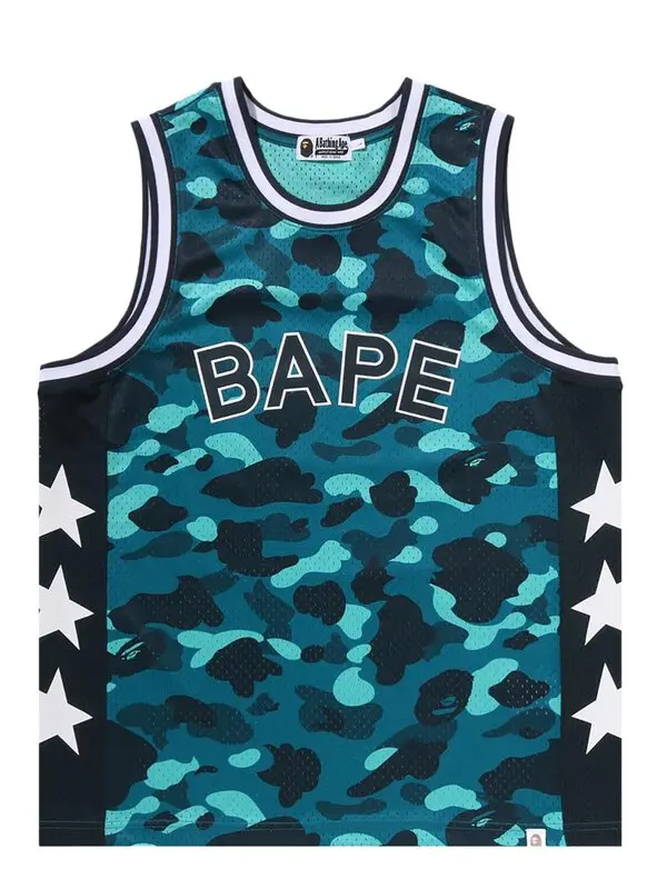 A BATHING APE Color Camo Mesh Multi Logo Relaxed Fit Tank Top - Green