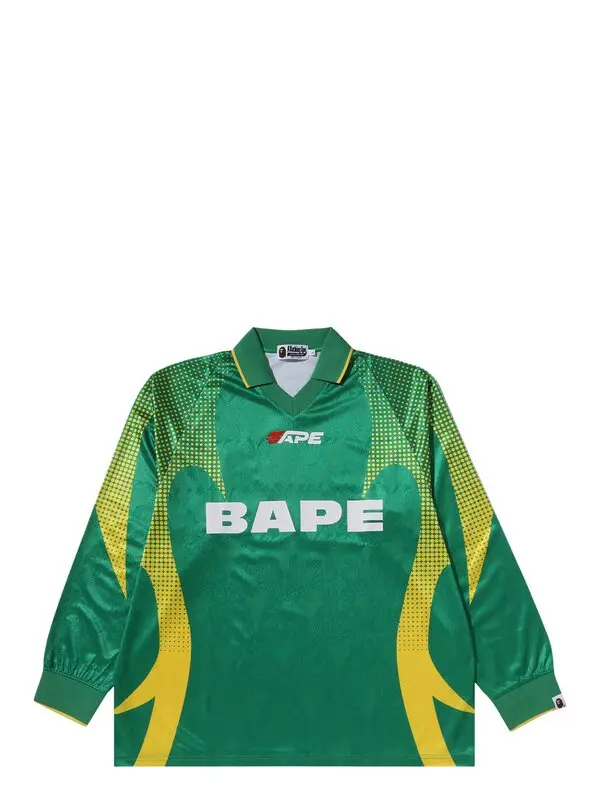 A BATHING APE Ape Flame Monogram Jacquard Logo Relaxed Fit Jersey - Green