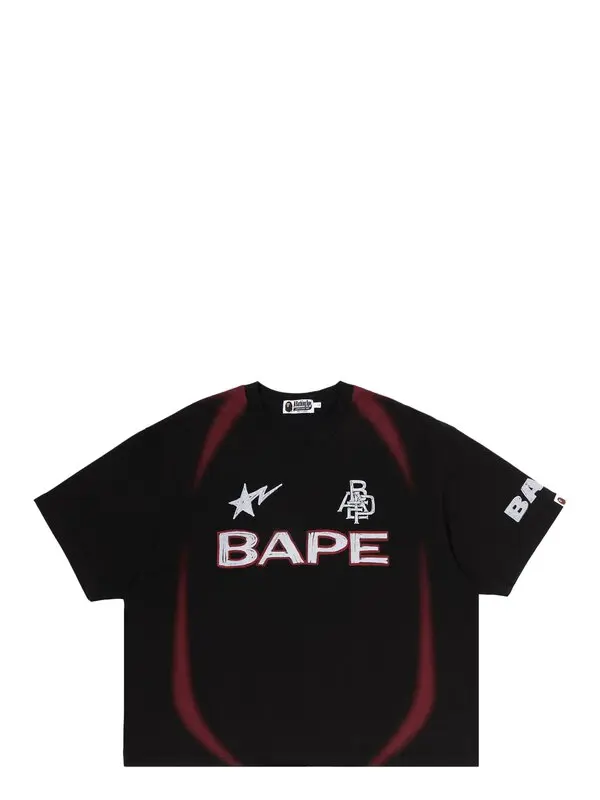 A BATHING APE Heavy Wash Hand Draw Multi Logo Relaxed Fit Tee - Black