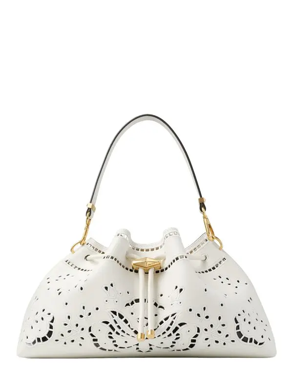 JIMMY CHOO Cinch Medium Shoulder Bag With Sangallo Embroidery - Neutral