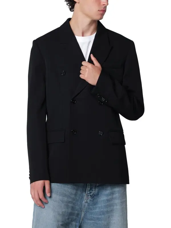 Balenciaga Double-breasted Tailored Wool Twill Jacket - Black