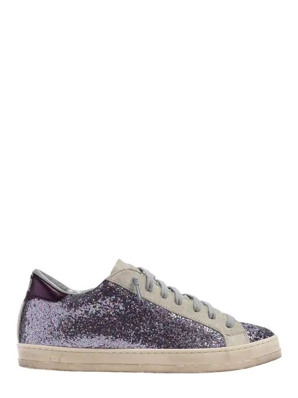 P448 Sparkle Glitter Lace-up Sneakers - Purple