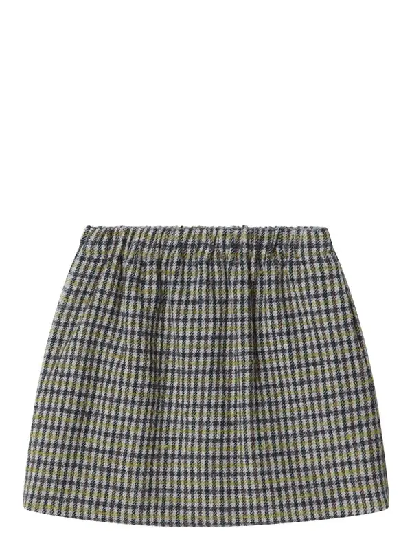 DOUUOD Wool Blend Checked Skirt - Beige