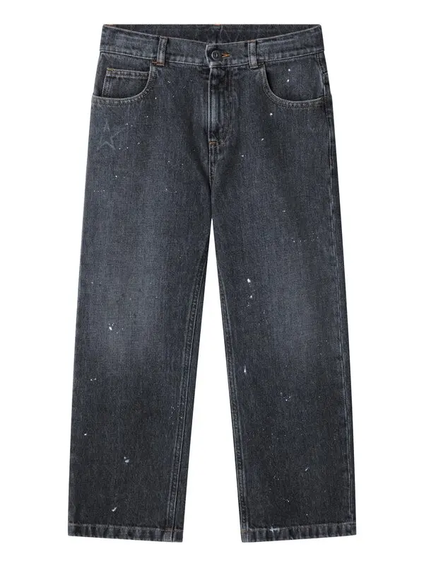 GOLDEN GOOSE Faded Denim Jeans With Splatter Detail - Grey