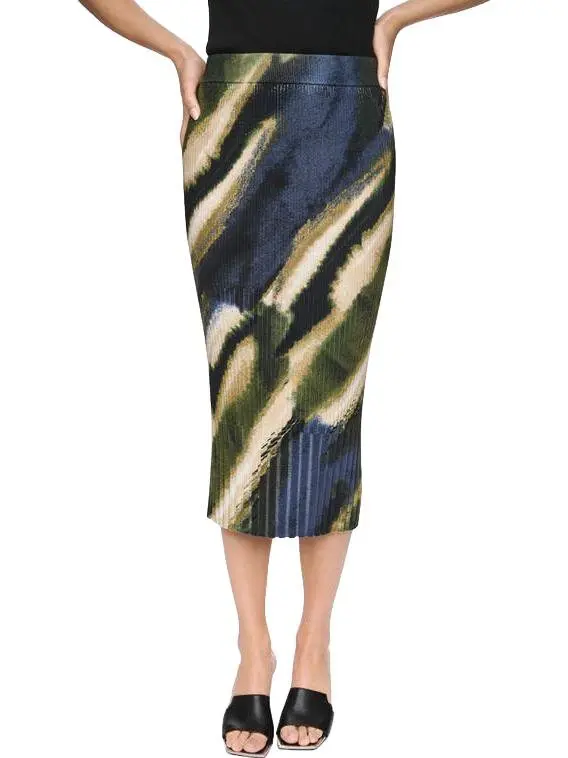 Dkny Mixed Rib Knit Midi Skirt - Brushed