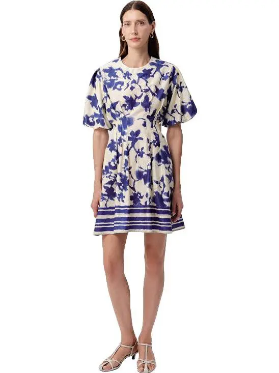 EXQUISE Puff Sleeve Mini Dress - Sax