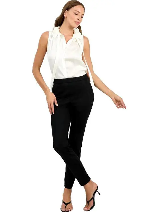 Trina Turk Honey Pant Slim Knit Ponte Trousers - Black