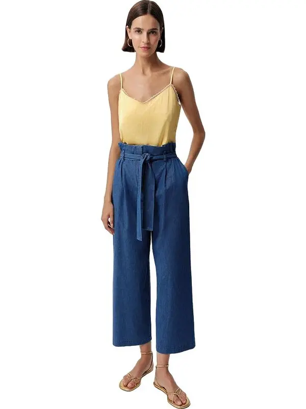 EXQUISE Leroy High Waisted Wide Leg Jeans - Blue