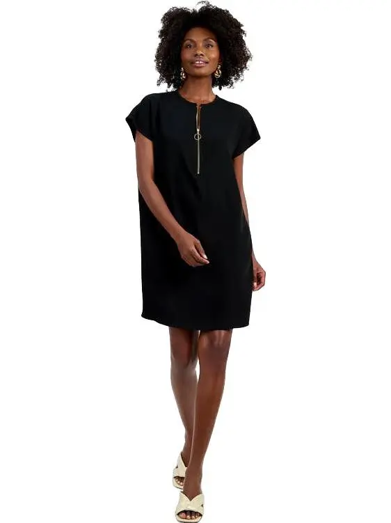 Trina Turk Georgette Mini Dress With Exposed Zip Detail - Black