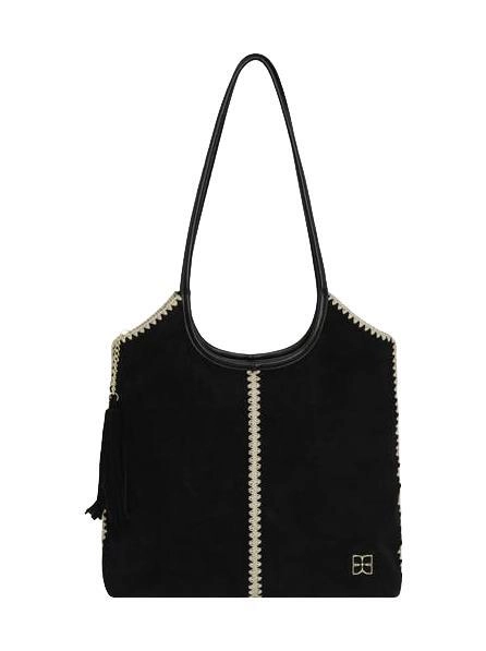 BELLE & BLOOM Suede Shopper With Whipstitch Detailing And Detachable Pouch - Black