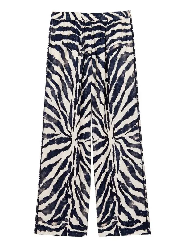 CARTOLINA Mia Wide-leg Printed Linen-viscose Trousers - Painted Zebra