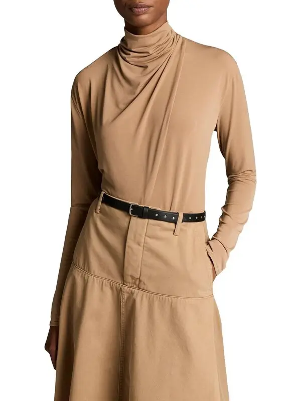 Vince Draped Neck Long Sleeve Top - Carmello