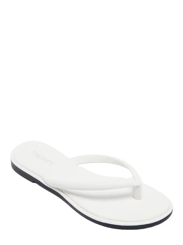 THERAPY AUSTRALIA Open Round Toe Thong Slide Sandal - White Smooth Pu