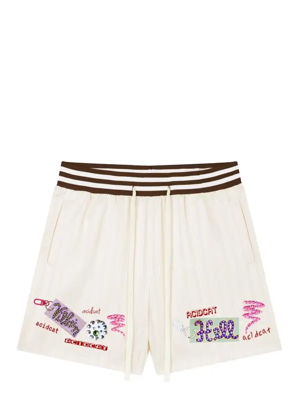 ACID CAT Sport Shorts With Graphic Print - White