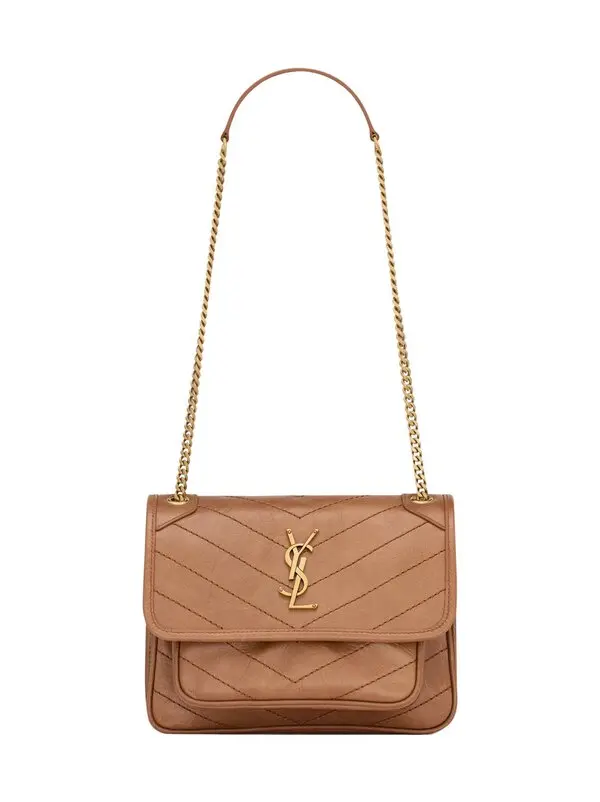 Saint Laurent Niki Baby Vintage Leather Flap Bag - Light Caramel
