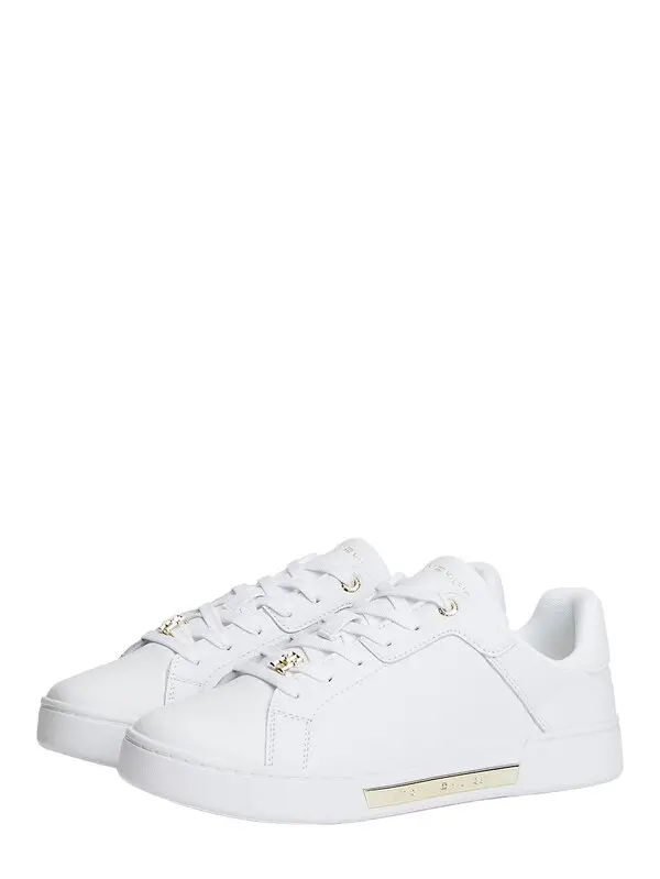 Tommy Hilfiger Metallic Accent Leather Sneaker - White